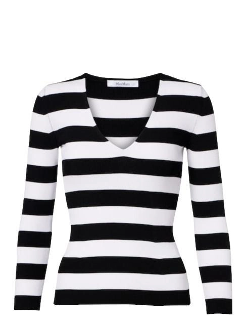 Max Mara Striped Knit Sweater - Black