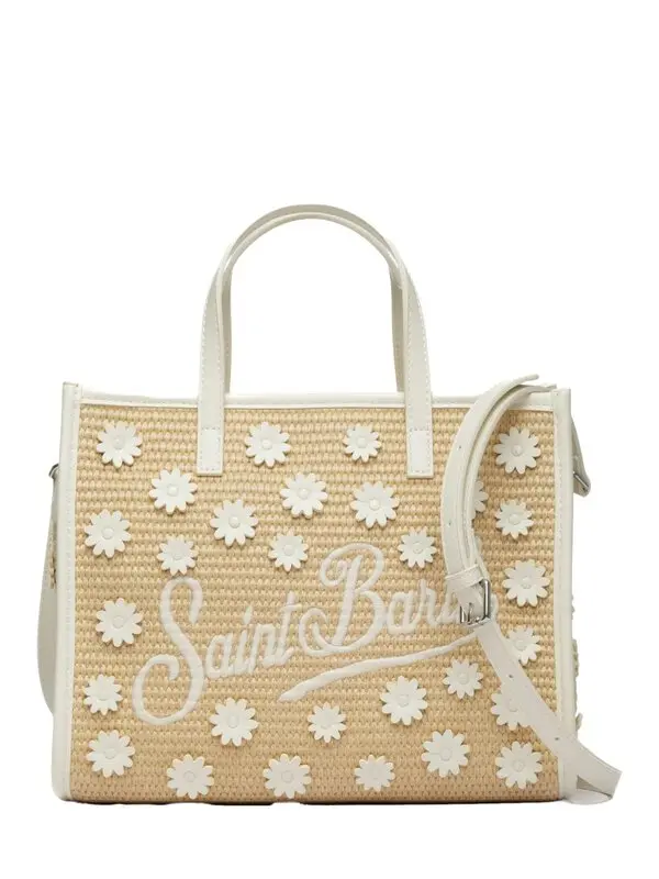 MC2 SAINT BARTH Daisy Appliqué Embroidered Shoulder Bag - Beige