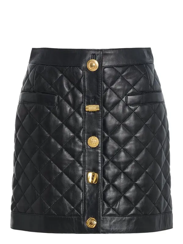 Françoise Gracie Quilted Leather Mini Skirt - Black