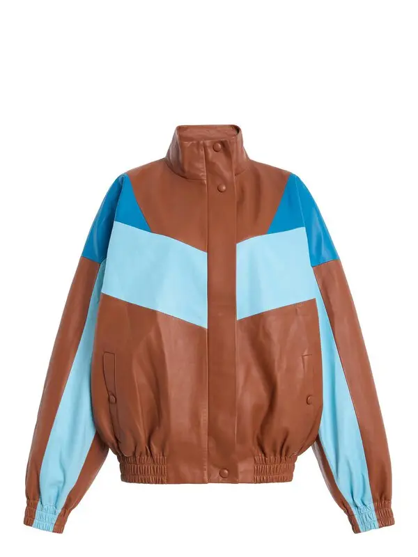 Françoise Terry Leather Bomber Jacket - Brown