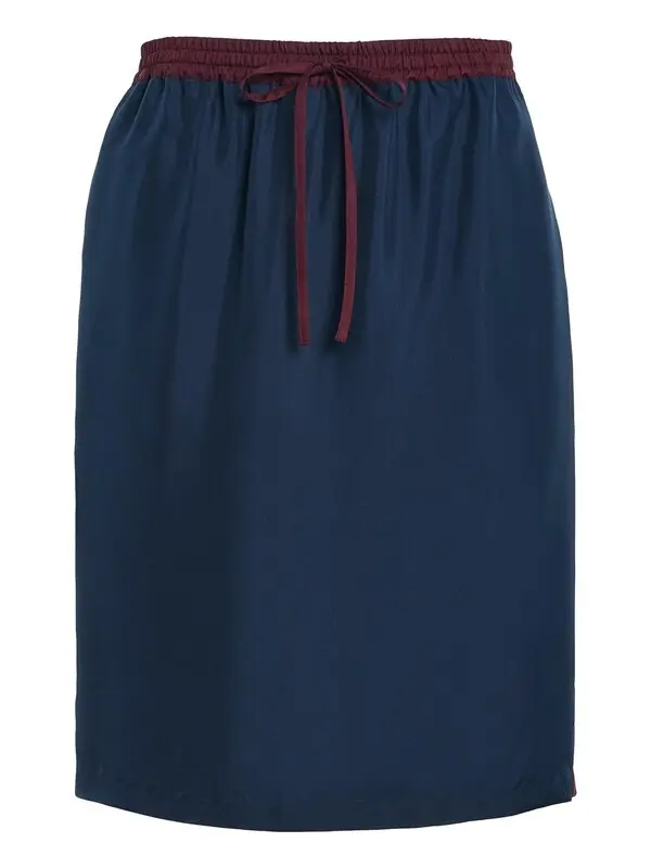 Françoise Fanny Silk Midi Skirt - Navy