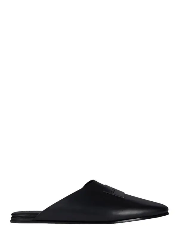 Givenchy Label Flat Mules In Nappa Leather - Black