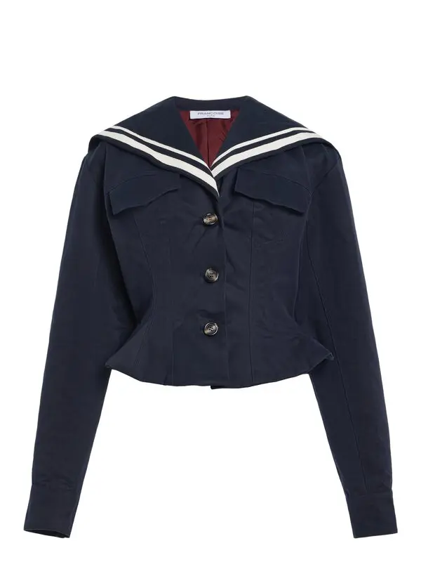 Françoise Claudia Cotton Jacket With Sailor Collar - Navy