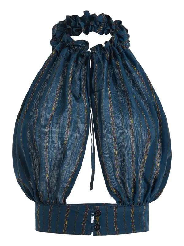 Françoise Medea Cotton-silk Halter Neck Blouse - Blue