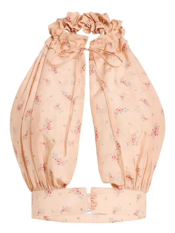 Françoise Medea Cotton-silk Halter Neck Blouse - Light Pink