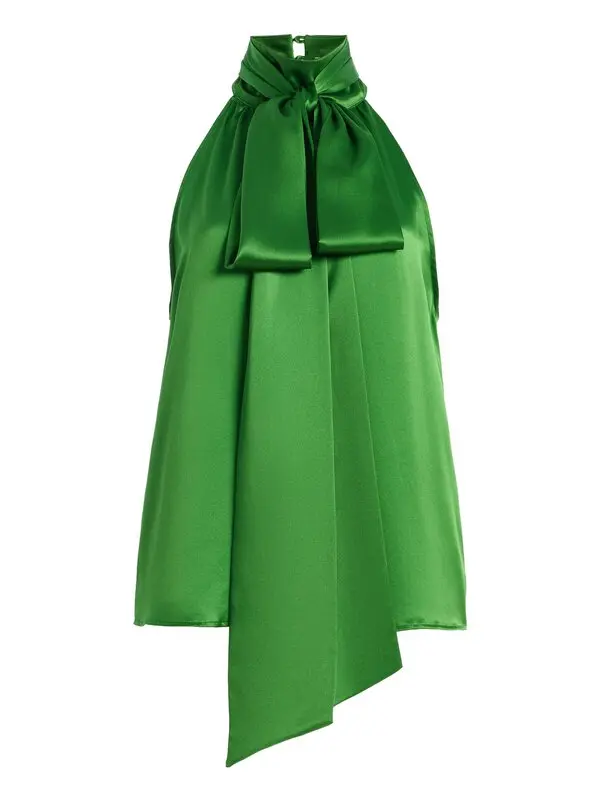 Françoise Susan Silk Blouse With Tie Detail - Green