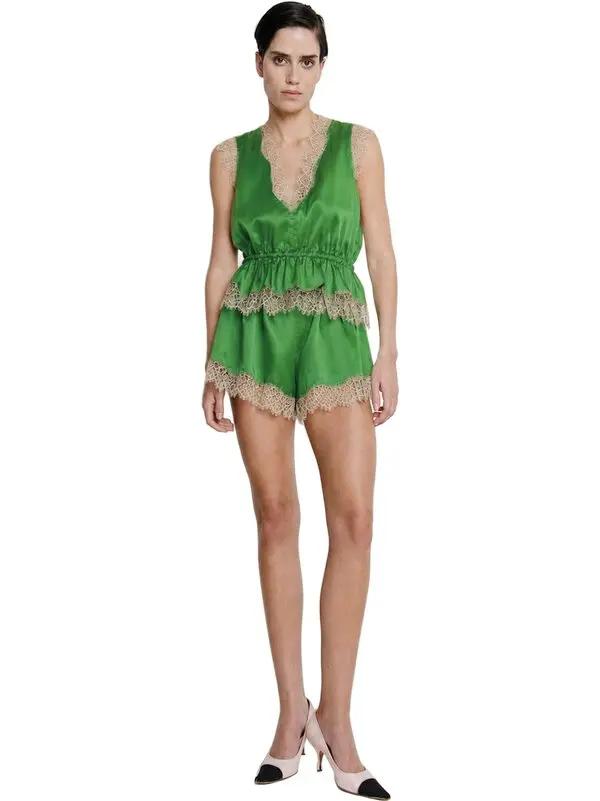 Françoise Lisette Silk Shorts - Green