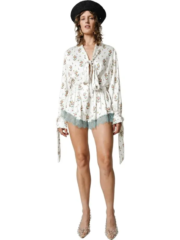 Françoise Petra Silk Blouse With Tie Neck - White