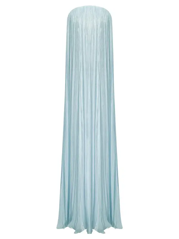 MARMAR HALIM Strapless Hand-pleated Maxi Dress - Blue