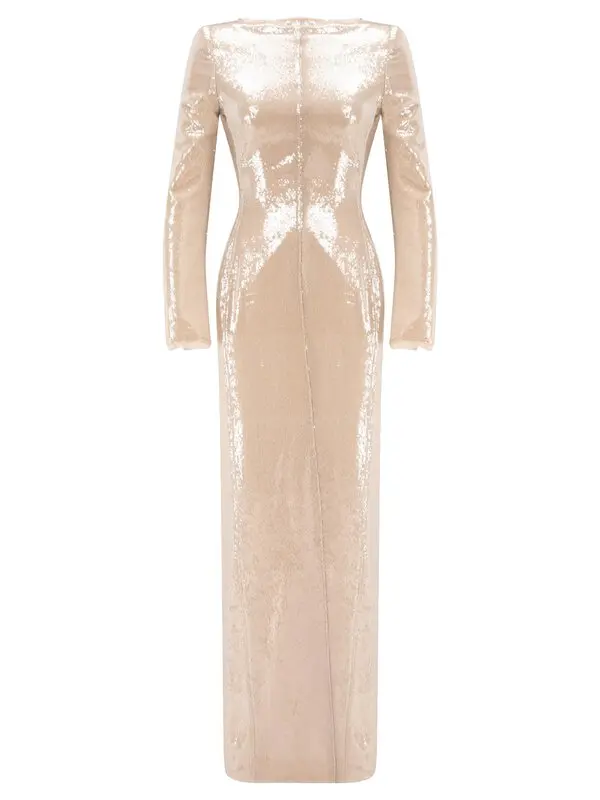MARMAR HALIM High-neck Sequin Maxi Dress - Nude