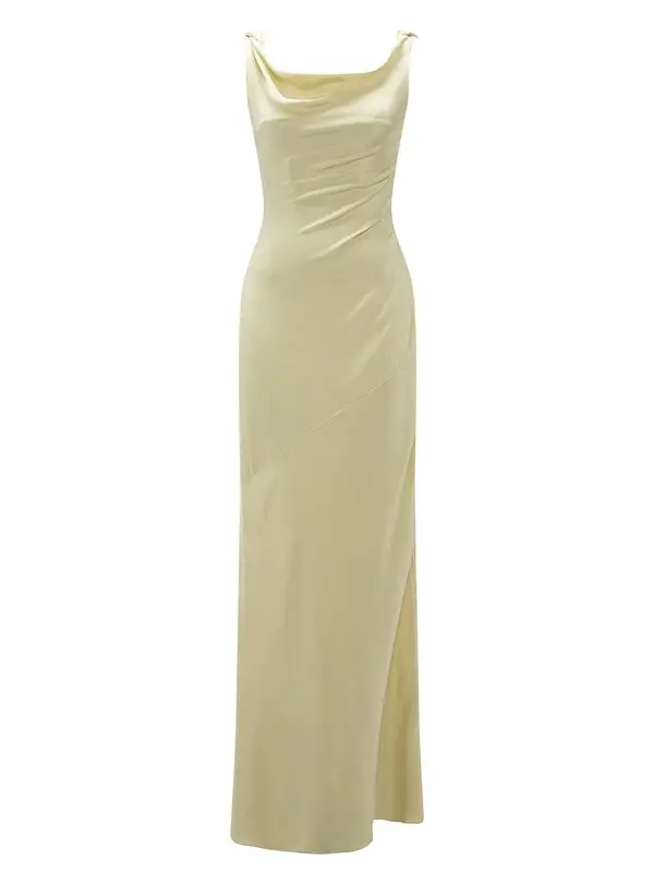MARMAR HALIM Draped Silk Crepe Maxi Dress - Yellow
