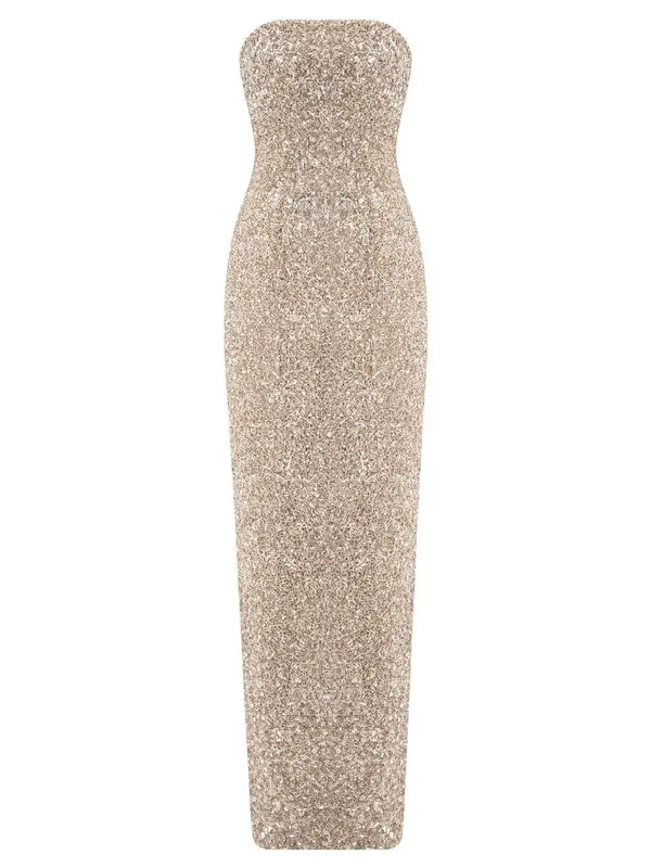MARMAR HALIM Strapless Embroidered Maxi Dress - Nude