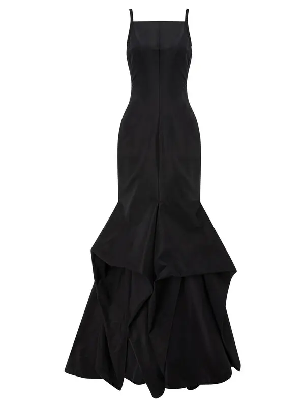 MARMAR HALIM Fish-cut Taffeta Mermaid Maxi Dress - Black