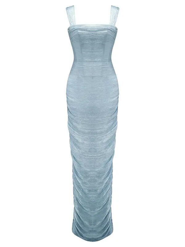 MARMAR HALIM Hand-pleated Maxi Dress - Light Blue