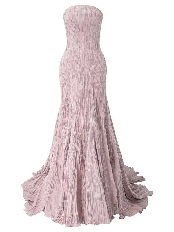 MARMAR HALIM Strapless Pleated Taffeta Mermaid Gown - Light Pink