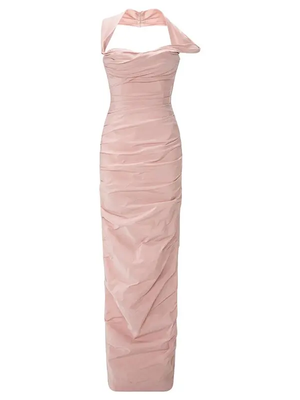 MARMAR HALIM Asymmetrical Taffeta Maxi Dress - Pink