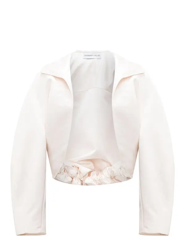 MARMAR HALIM Satin Cropped Jacket - White