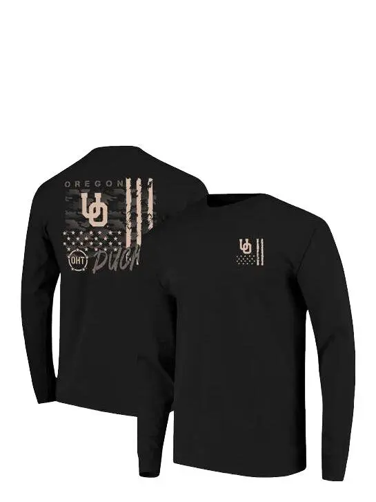 IMAGE ONE Oregon Ducks Oht Camo Overlay Comfort Colors Long Sleeve T-shirt - Black