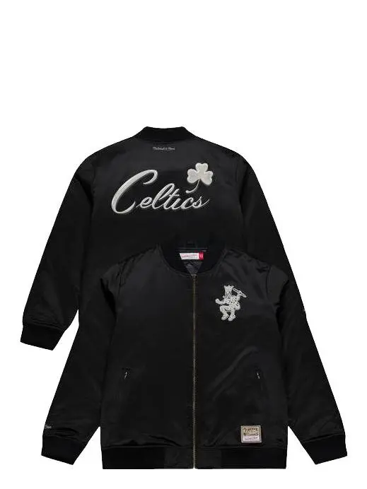 Mitchell & Ness Boston Celtics Chrome Satin Bomber Jacket - Black