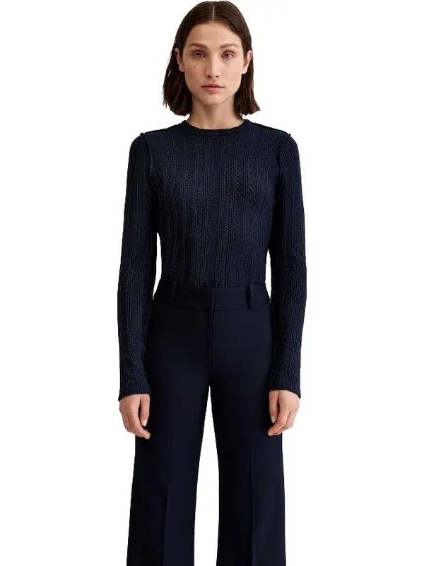 Smythe Pointelle Knit Crewneck - Navy