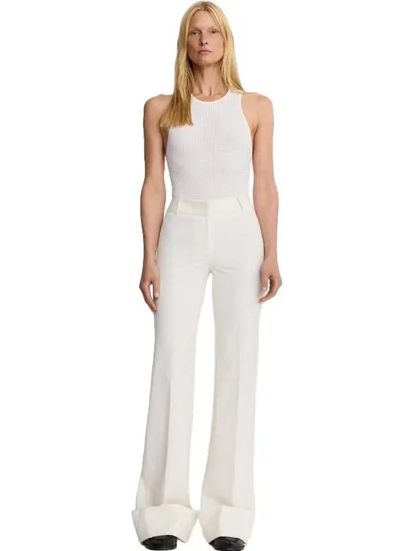 Smythe Wide Leg Cuffed Trousers - Chalk