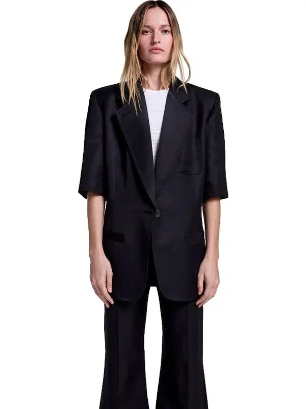 Smythe Short Sleeve Oversized Blazer - Black