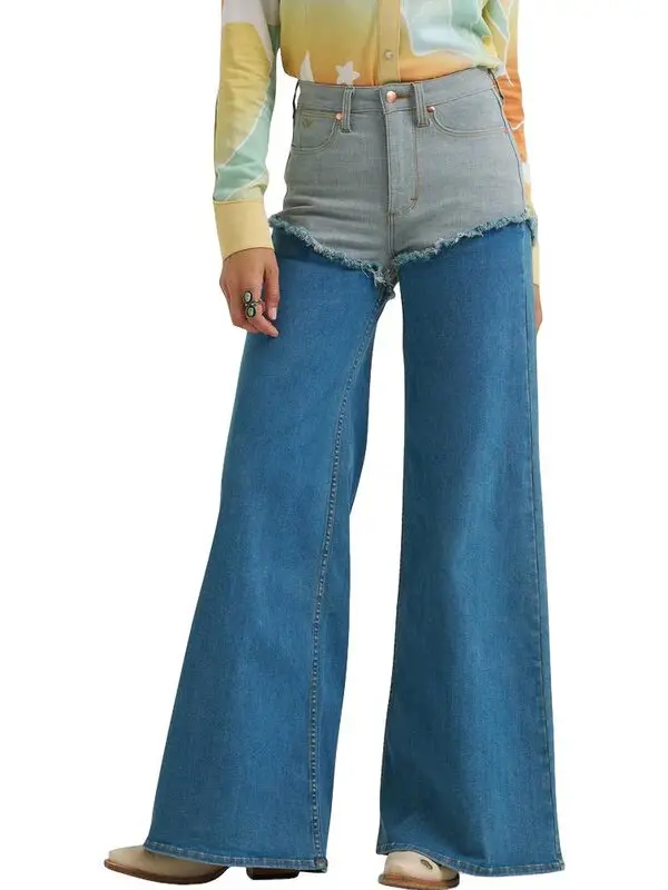 Wrangler High Waist Wide Leg Jeans - Classic Blue
