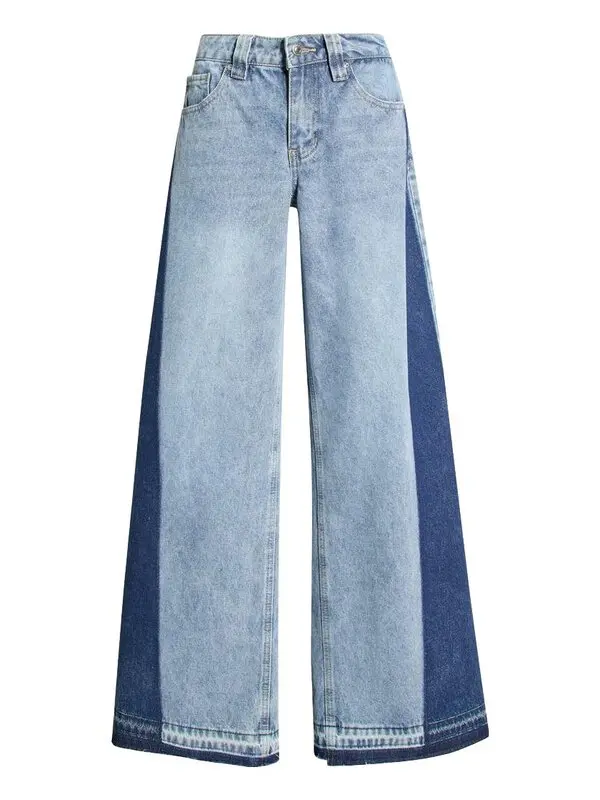 FADE OUT LOUD Maya Two-tone Ultra Wide-leg Jeans - Indigo