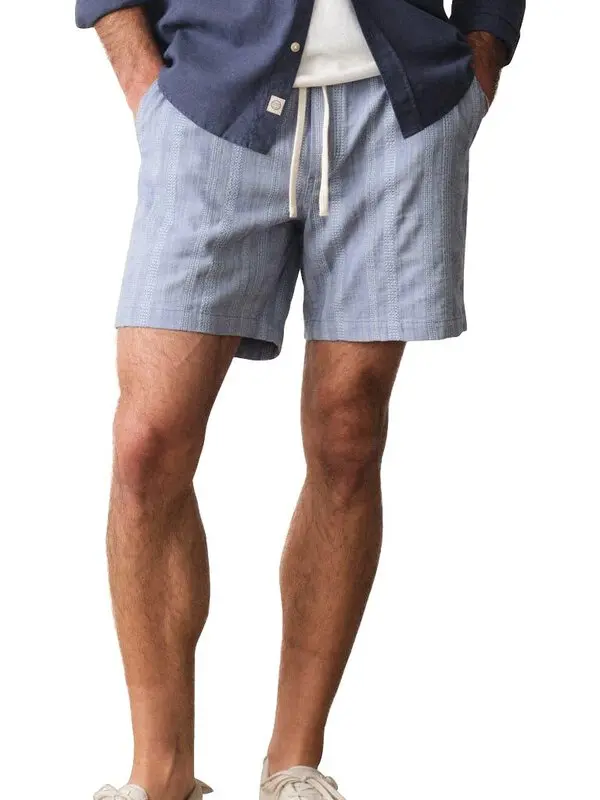 Marine Layer Textured Stripe Drawstring Shorts - Blue