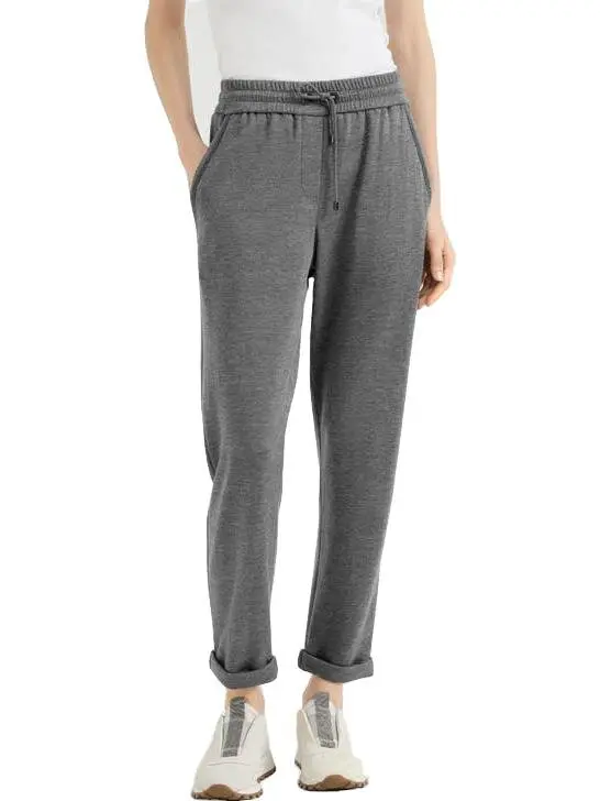 Brunello Cucinelli Cotton And Silk Blend Trousers With Shiny Pocket Detail - Dark Grey