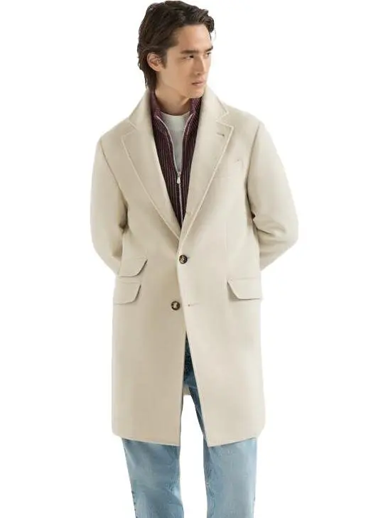 Brunello Cucinelli Lightweight Water-resistant Cashmere Coat With Double Vents - Sand