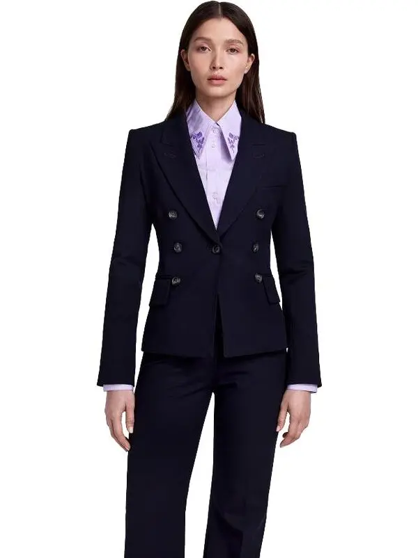 Smythe Double Breasted Cropped Blazer - Deep Navy