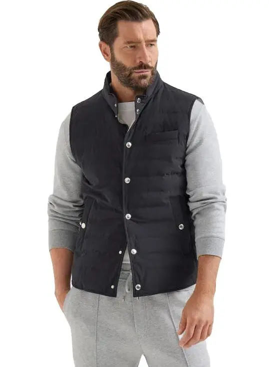 Brunello Cucinelli Bonded Taffeta Down Vest - Navy Blue