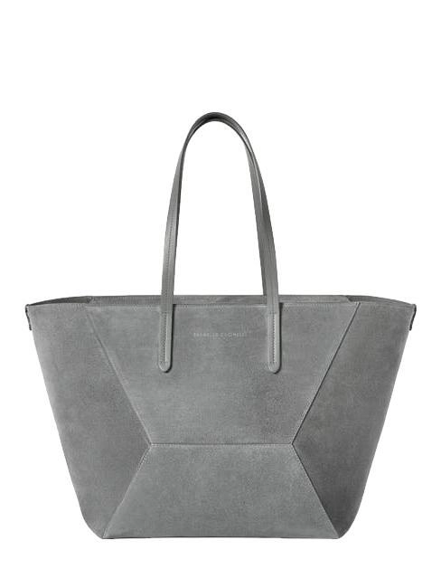Brunello Cucinelli Bc Duo Suede Bag With Monili - Stone Grey