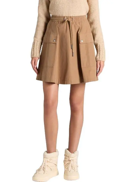 Moncler Cotton Blend A-line Mini Skirt - Brown
