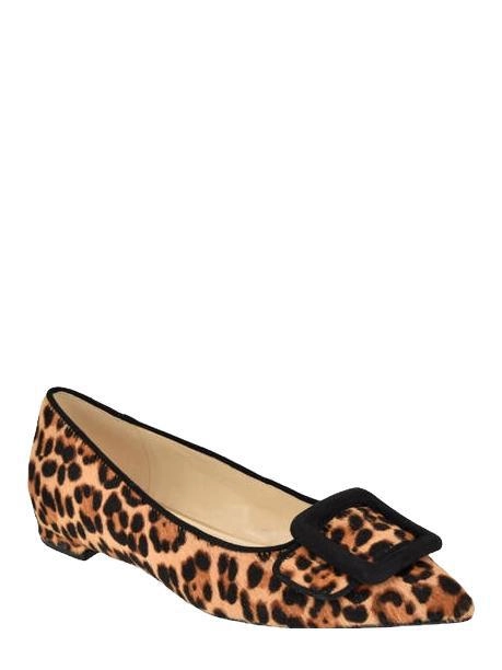 Nine West Jesike Genuine Calf Hair Flat With Buckle Detail - Leopard