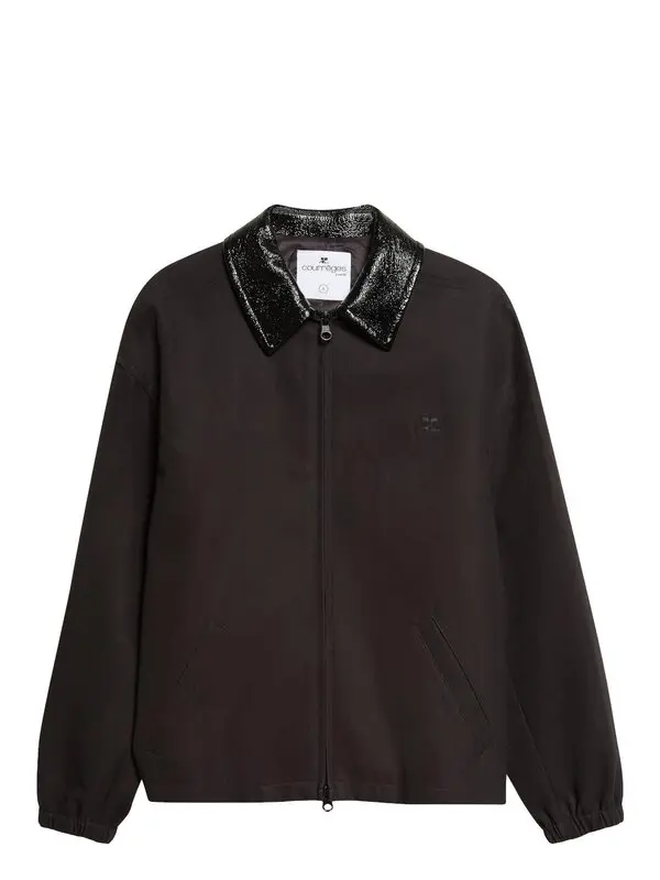COURREGES Vinyl Collar Cotton Canvas Bomber Jacket - Black