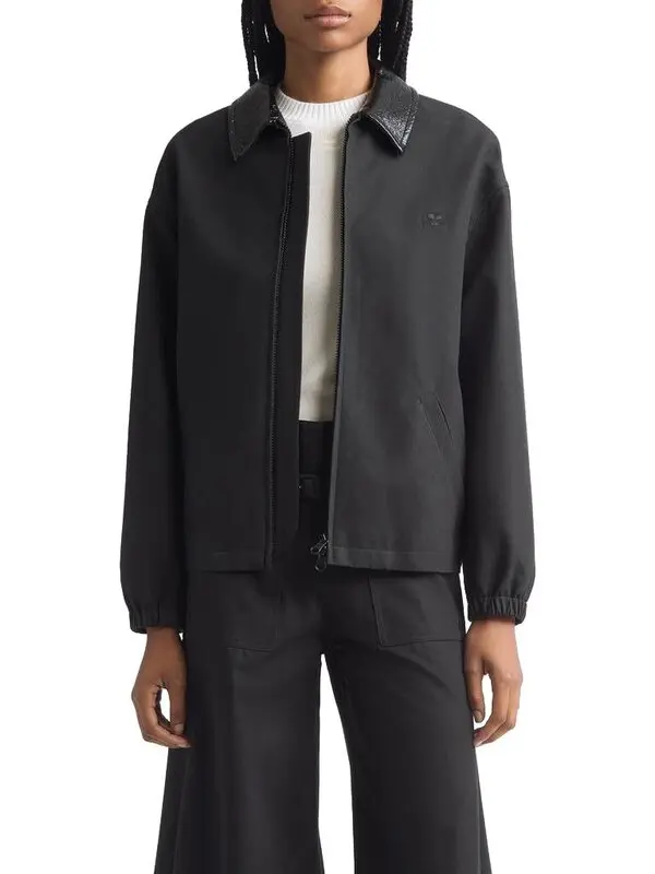 COURREGES Vinyl Collar Cotton Canvas Bomber Jacket - Black