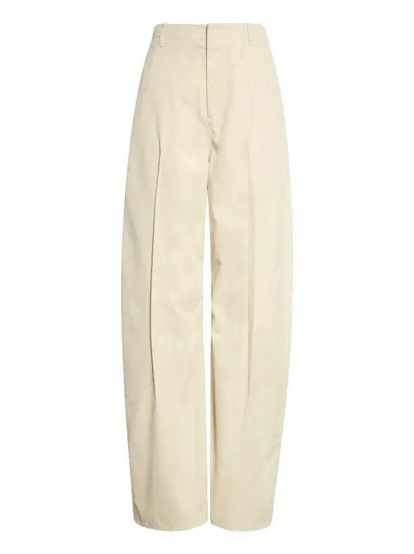 MAISON MARGIELA Wide Leg Cotton Twill Pants With Raw Edge Hem - Ecru