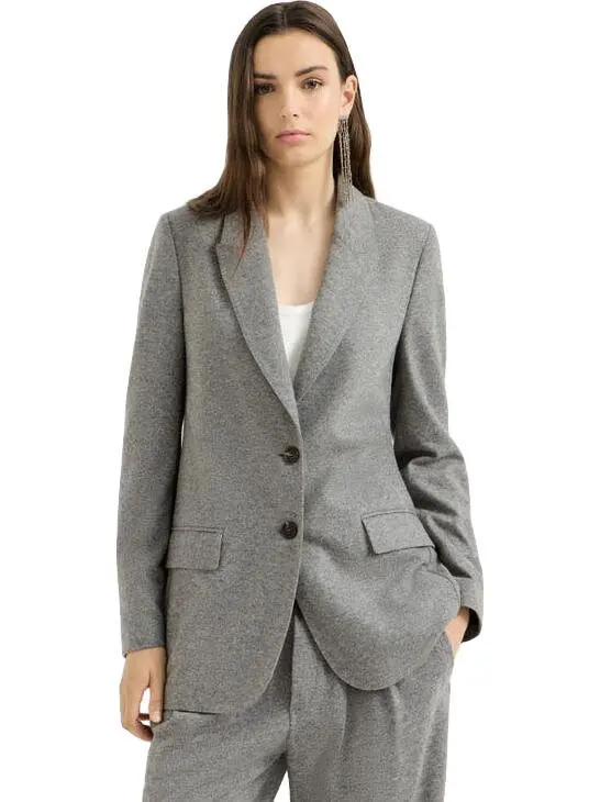 Brunello Cucinelli Cashmere Jersey Deconstructed Blazer With Monili - Grey