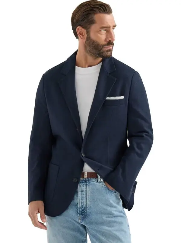 Brunello Cucinelli Cashmere Jersey Blazer With Patch Pockets - Cobalt