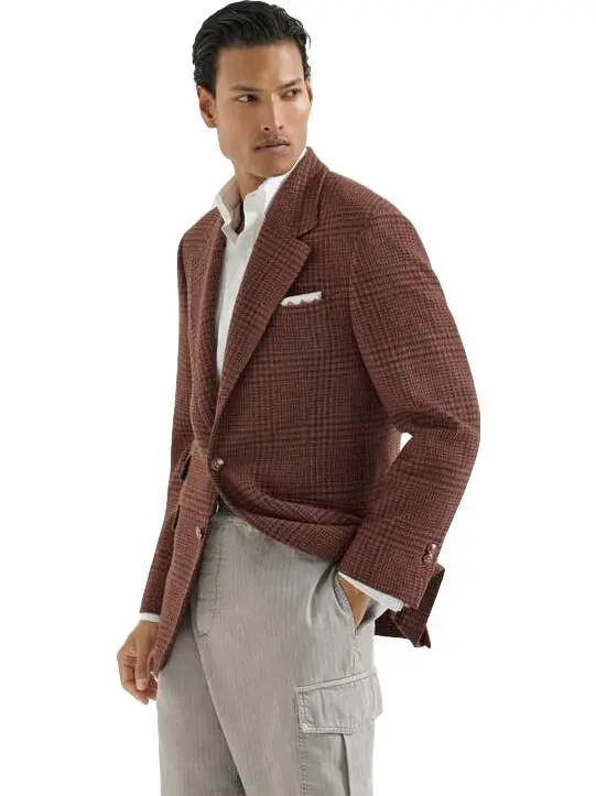 Brunello Cucinelli Cashmere Prince Of Wales Cavallo Tailor Blazer - Grey