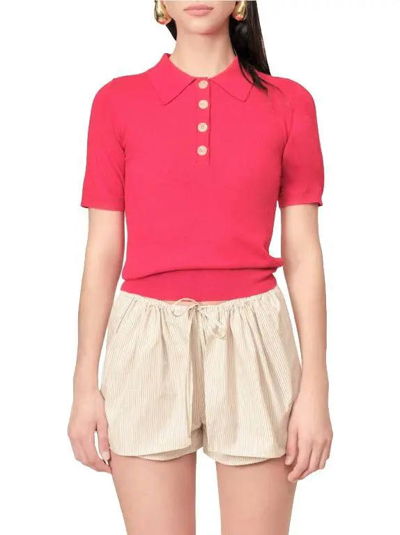 MAUDE CLUB Darcy Polo Top - Red