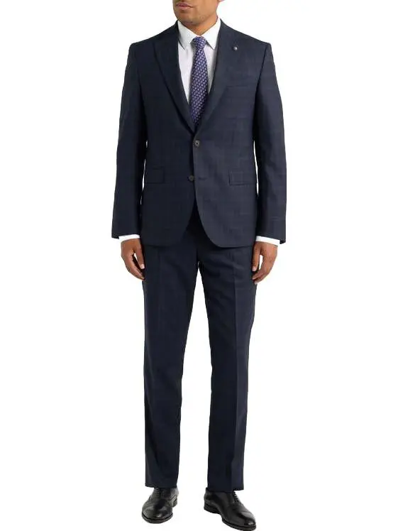 JACK VICTOR Esprit Tonal Plaid Wool Suit - Navy