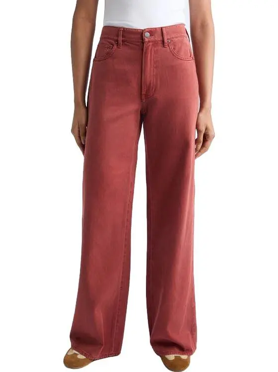 Veronica Beard Kasey Mid Rise Wide Leg Jeans - Rust