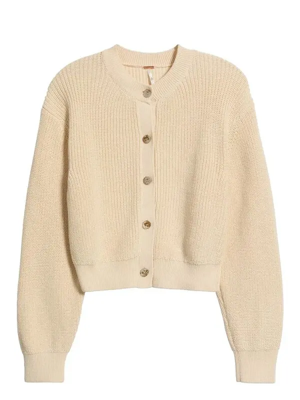 Free People Vienna Rib Button Front Cardigan - Ivory