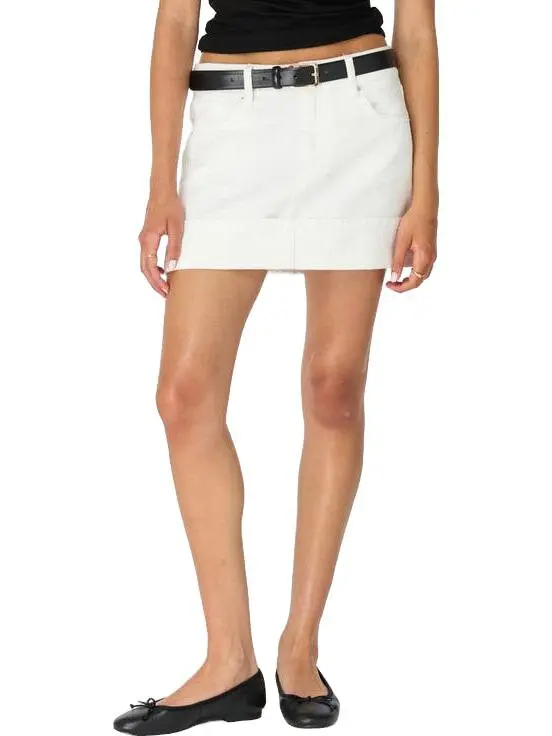 FADE OUT LOUD Alex Cuffed Selvedge Mini Skirt - Cloud