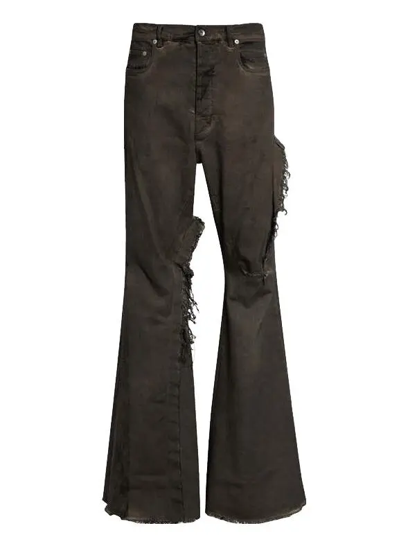 Rick Owens Bolan Distressed Bootcut Jeans - Dust Combo