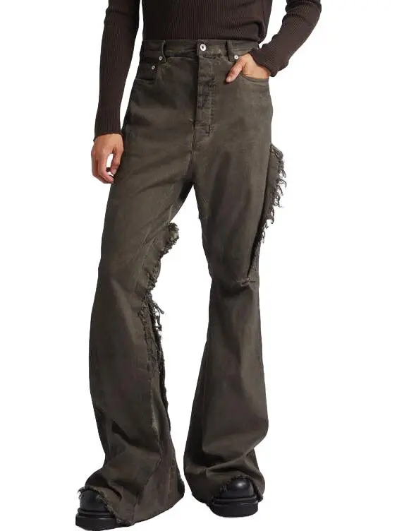 Rick Owens Bolan Distressed Bootcut Jeans - Dust Combo