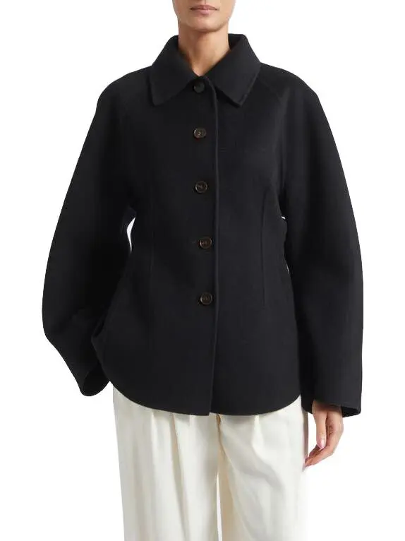 RÓHE Double Faced Wool & Cashmere Sculptural Jacket - Black